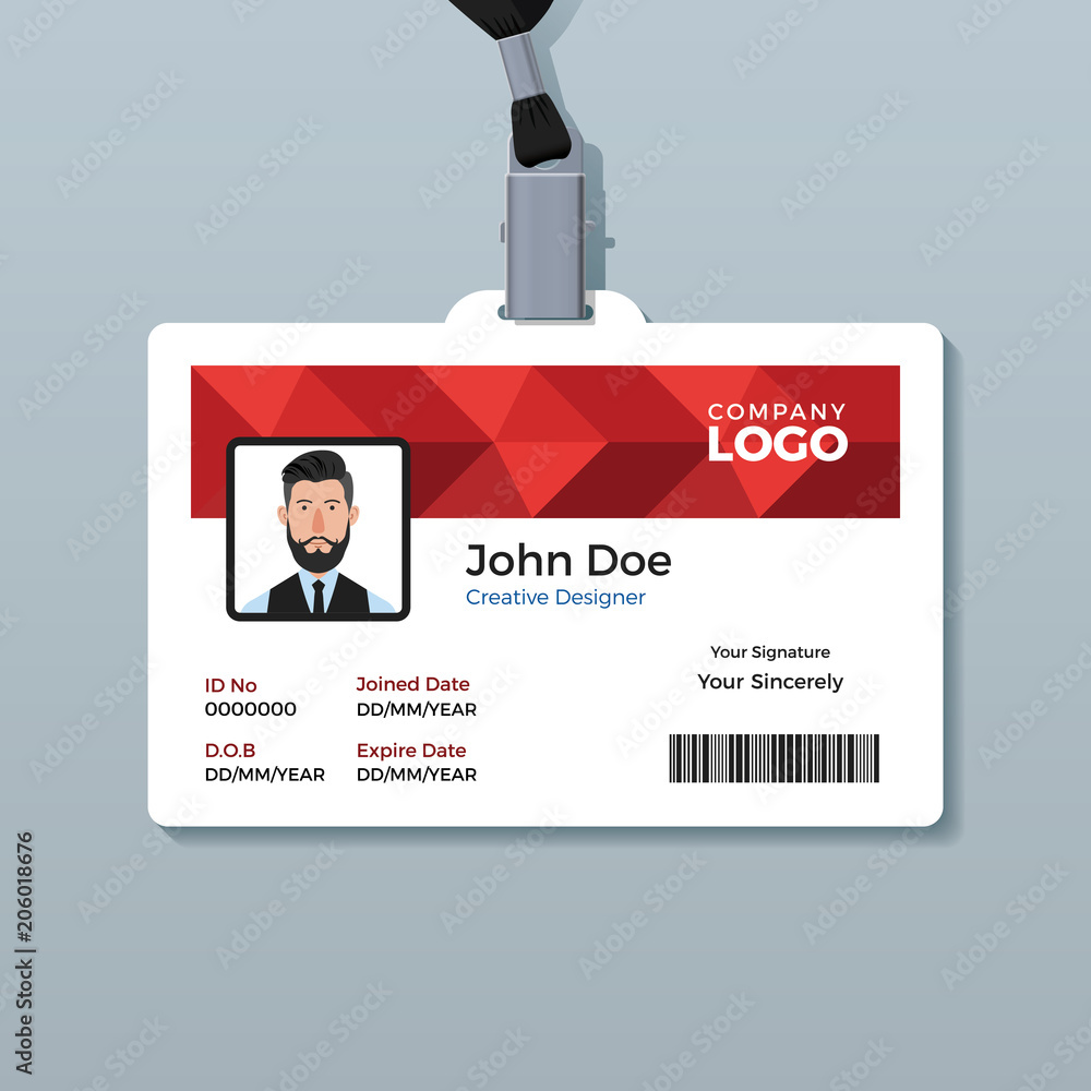 Red Polygon ID Card Template Stock Vector | Adobe Stock
