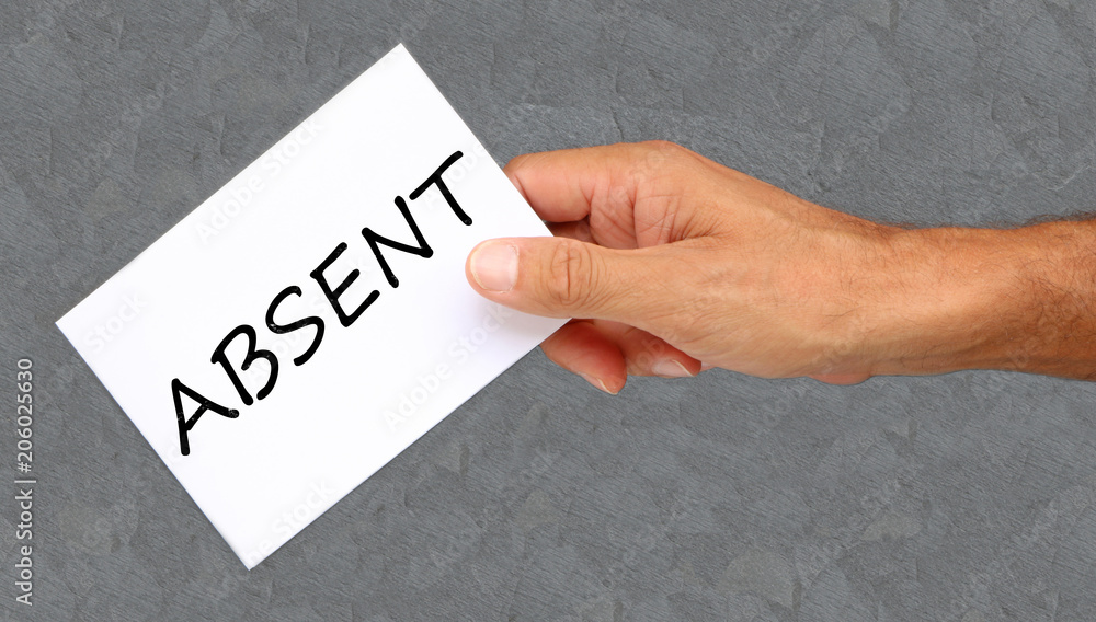 Homme tenant une carte avec ABSENT écrit dessus Stock Photo | Adobe Stock