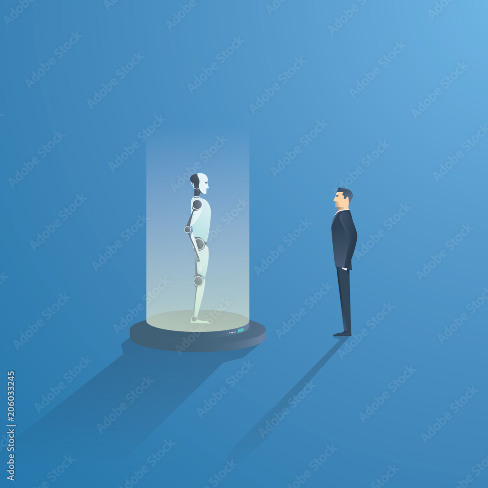 Development of artificial intelligence vector concept. AI bot and ...