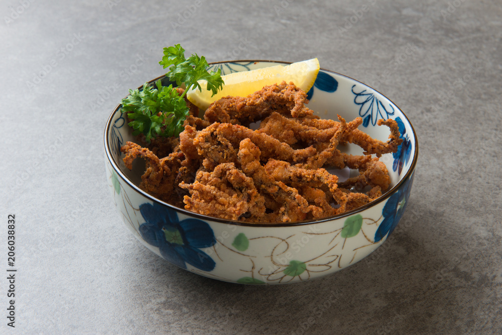 Ika Geso japanese fried spicy squid tentacle Stock Photo | Adobe Stock