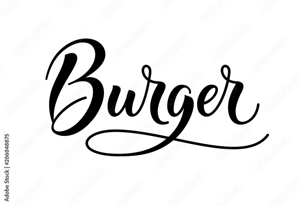 Burger logo and word. Calligraphy and script typography in vintage ...