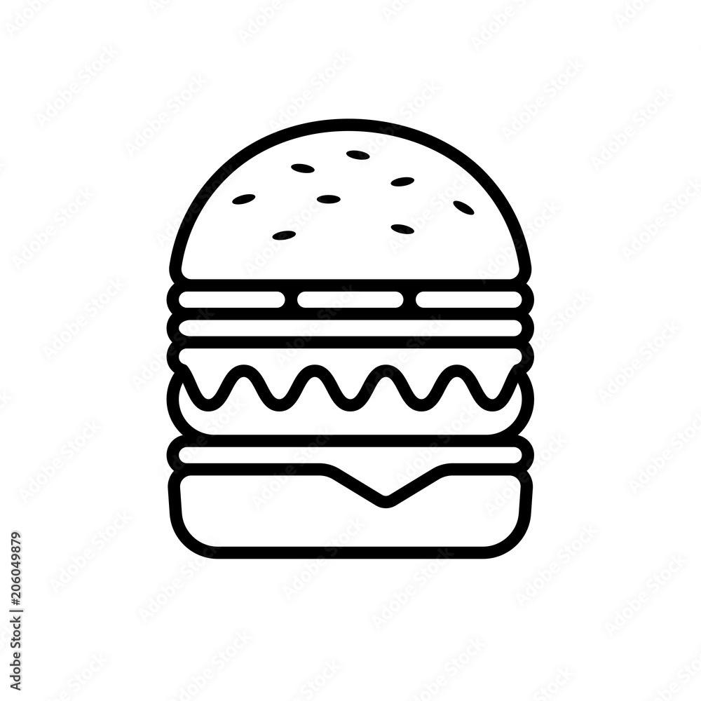 Burger logo and line hamburger icon isolated on white background ...