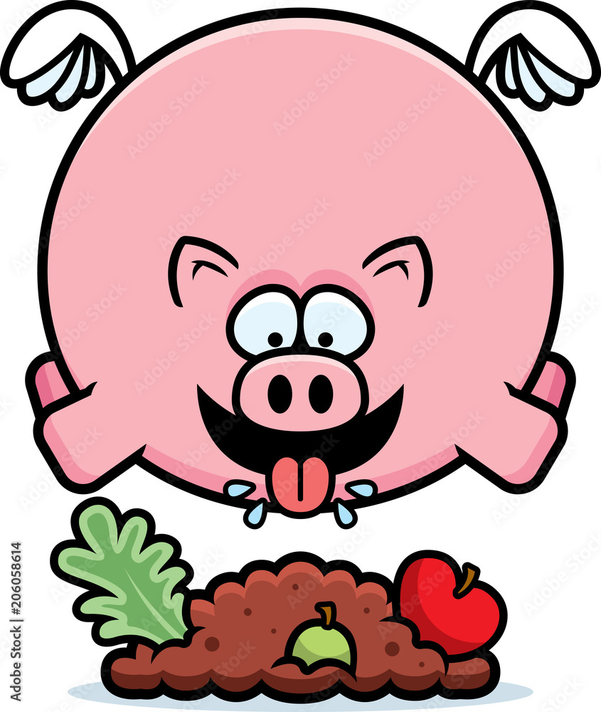 Cartoon Pig Eating Stock Vector | Adobe Stock