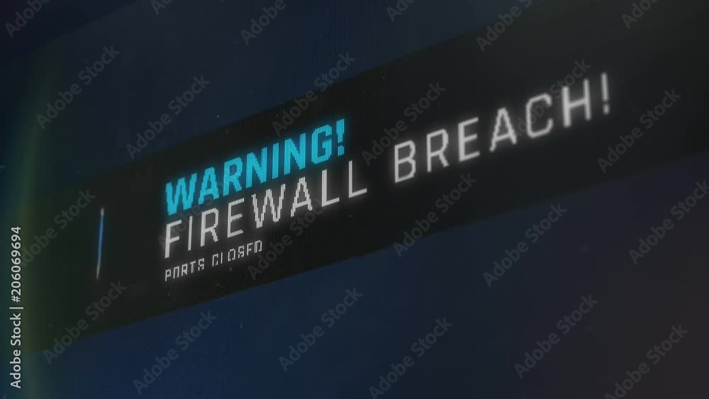 System notification, firewall breach, warning text on screen, alert ... System notification, firewall breach, warning text on screen, alert ...