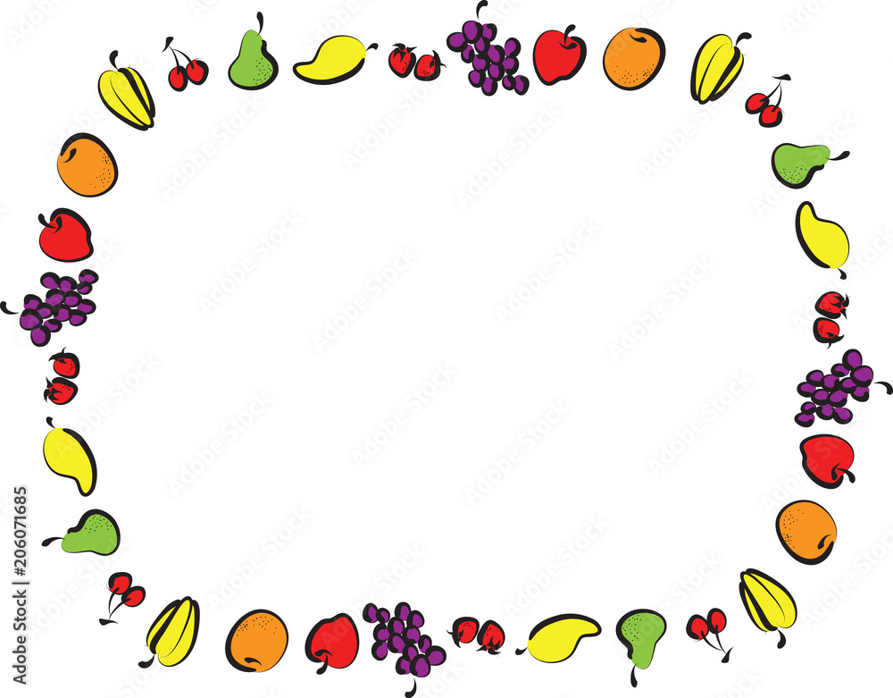 fruit border Stock Vector | Adobe Stock