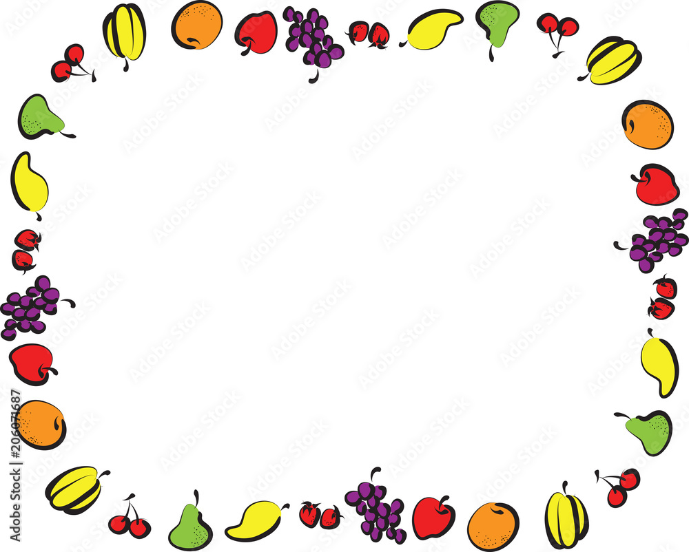 fruit border Stock Vector | Adobe Stock