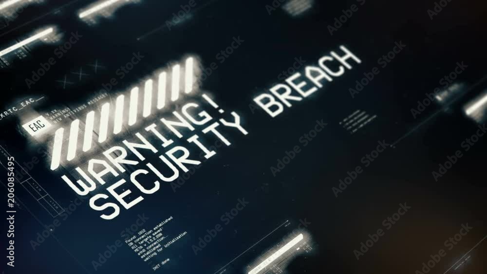 Video Stock Security Breach Detected System Message On Screen Hacking Attempt Data Loss