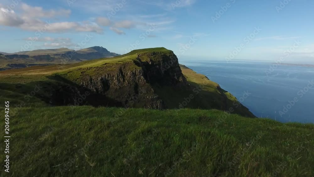 Coastal strip on Skye north of Portree, Scotland. In the distance you ...