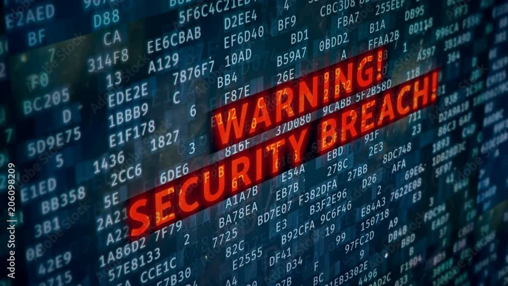 Warning Security Breach System Red Message On Screen Hacking Attempt Computer Notification On