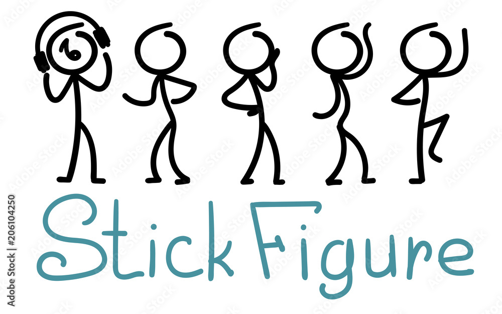Cartoon doodle stick figure with different pose Stock Vector | Adobe Stock