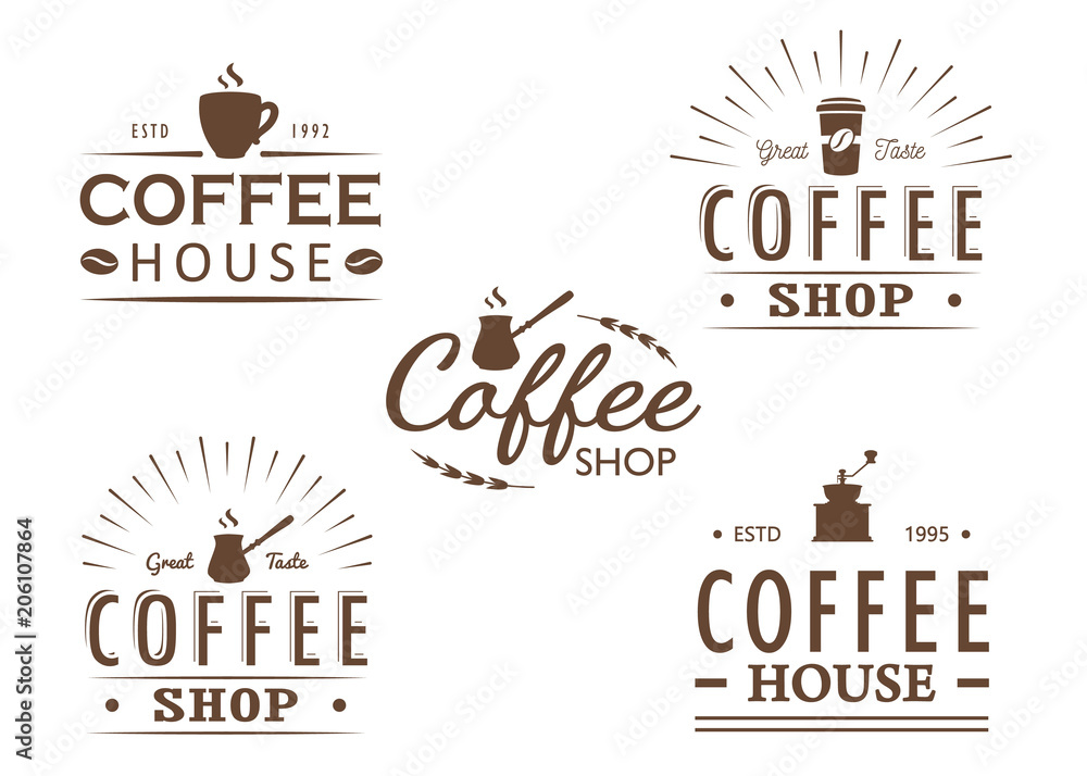 Set of vintage Coffee logo templates, badges and design elements ...