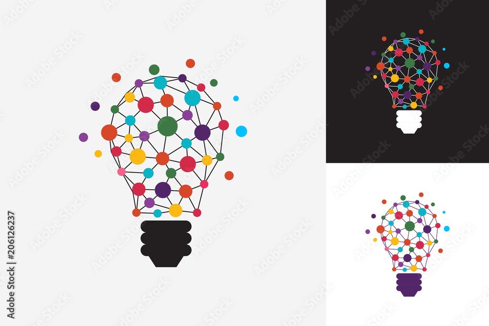 Colorful Technology Bulb Light Logo Template Design Vector, Emblem ...