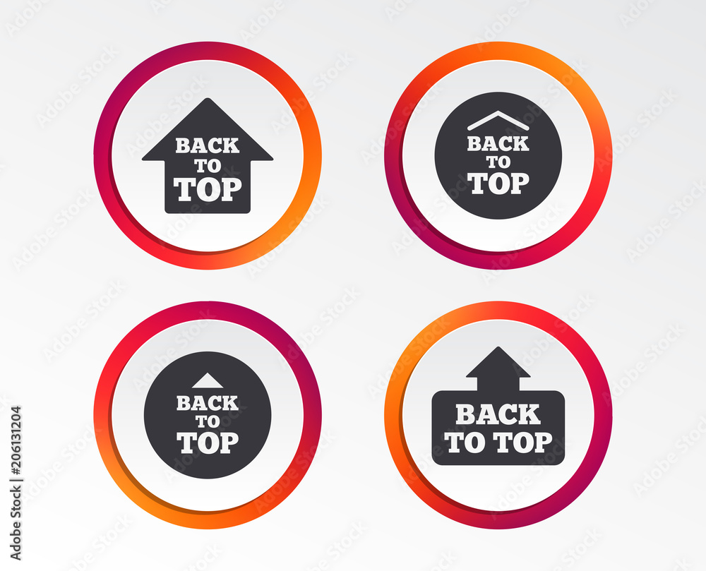 Back to top icons. Scroll up with arrow sign symbols. Infographic ...