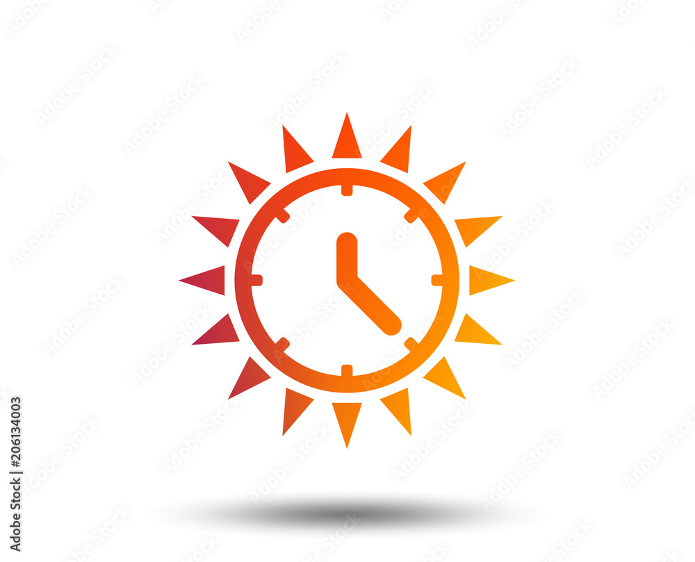 Summer time icon. Sunny day sign. Daylight saving time symbol. Blurred ...