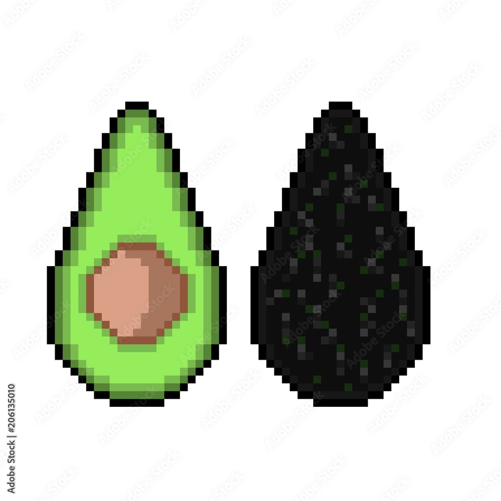 avocado pixel art icon Stock Illustration | Adobe Stock