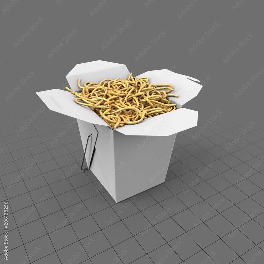 Open takeout box for Chinese food Stock 3D asset | Adobe Stock