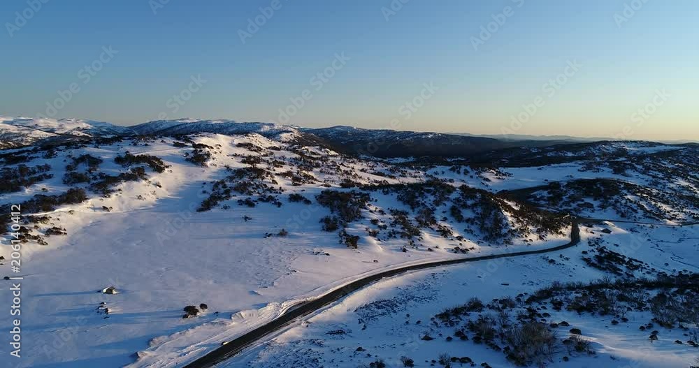 White snow in Perisher valley of Snowy mountains ski resort area of ...