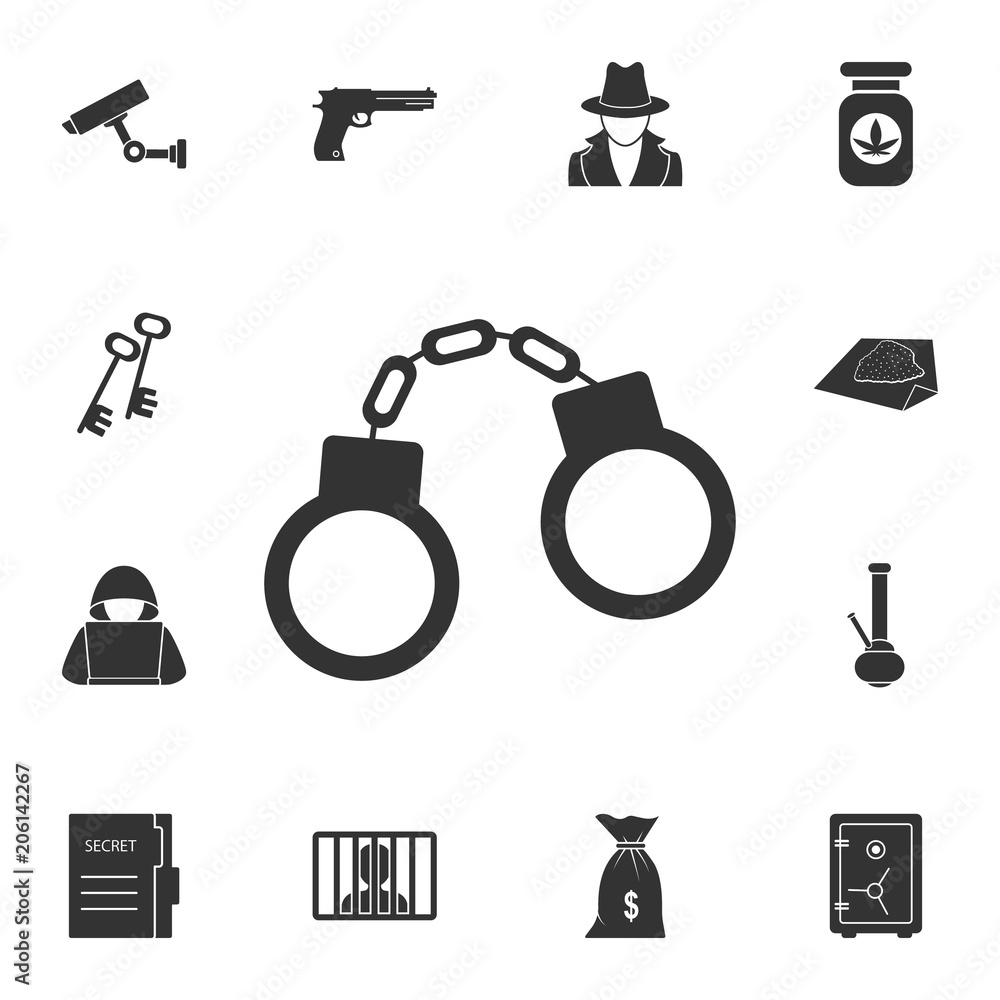 Handcuffs icon. Simple element illustration. Handcuffs symbol design ...