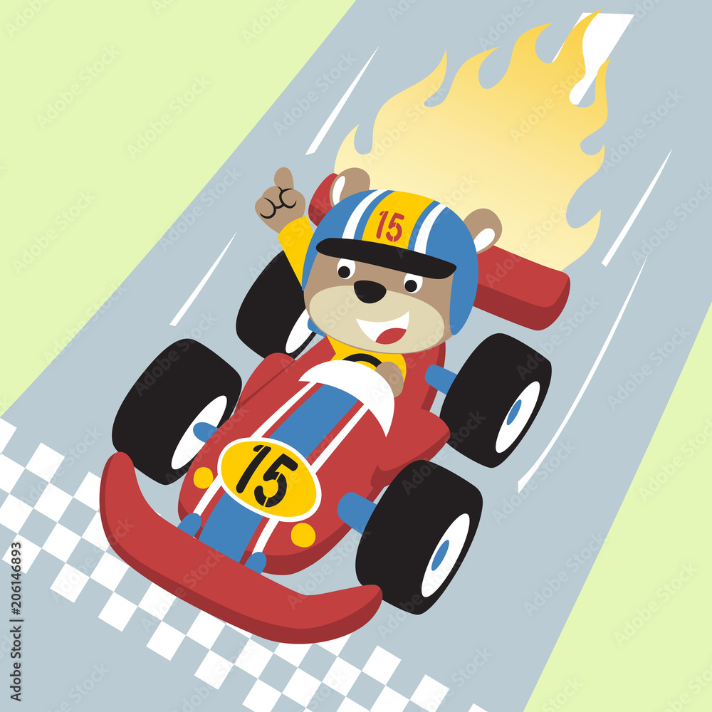 car racing vector cartoon illustration Stock Vector | Adobe Stock