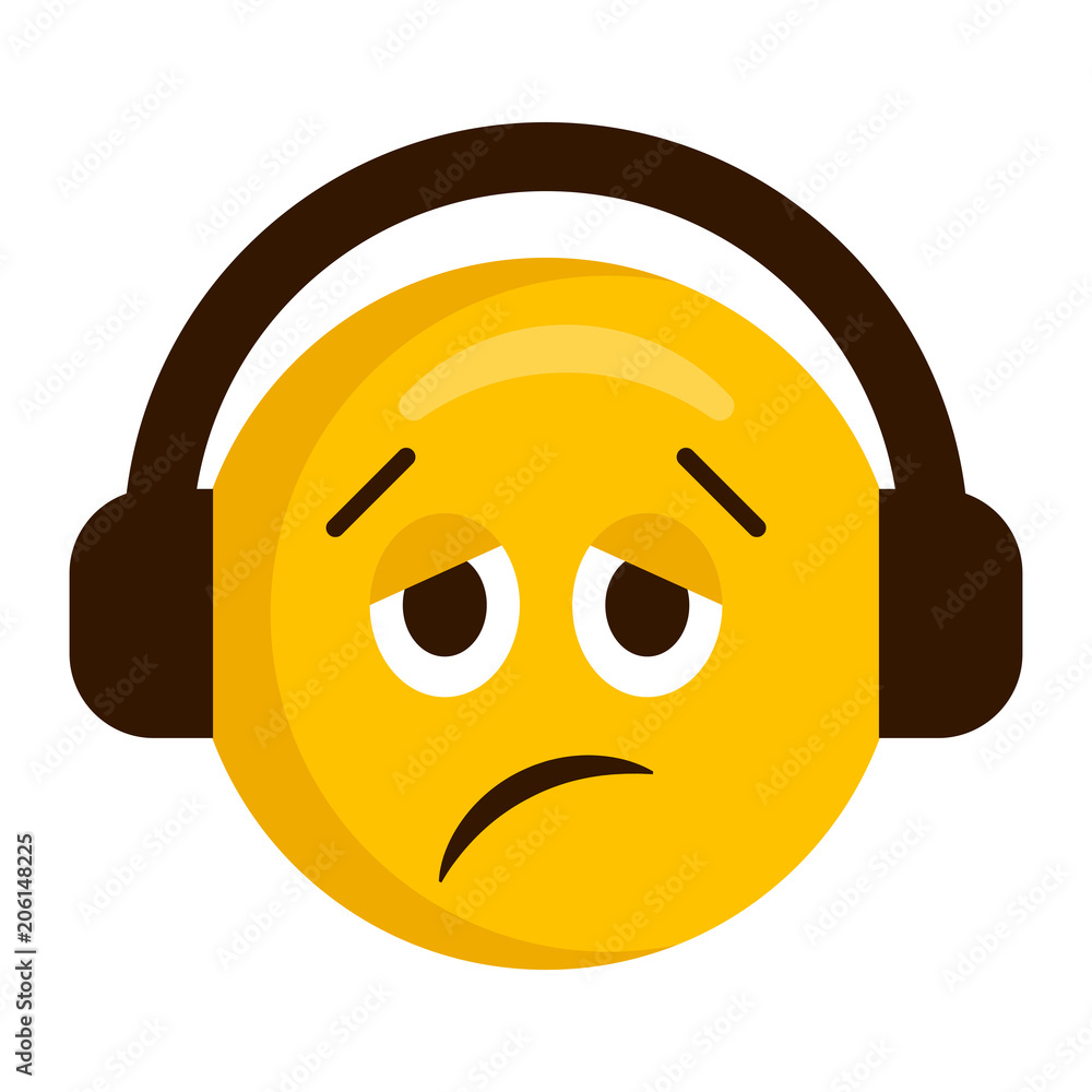 Sad emoji with headphones icon Stock Vector | Adobe Stock