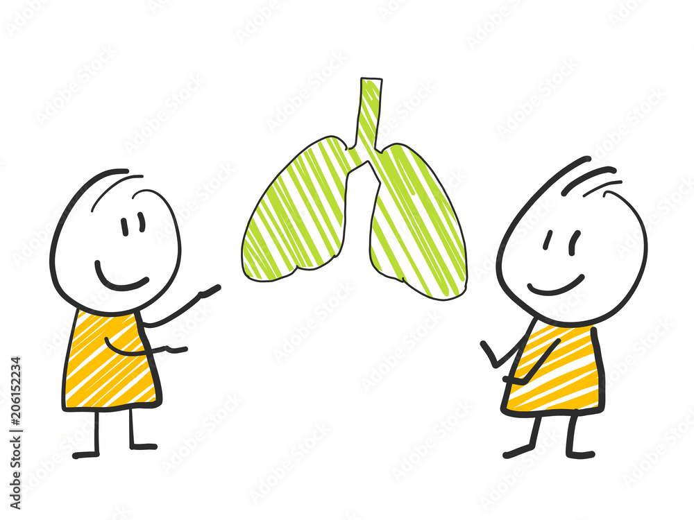 2 stick man standing and thinking expression illustration yellow blue ...