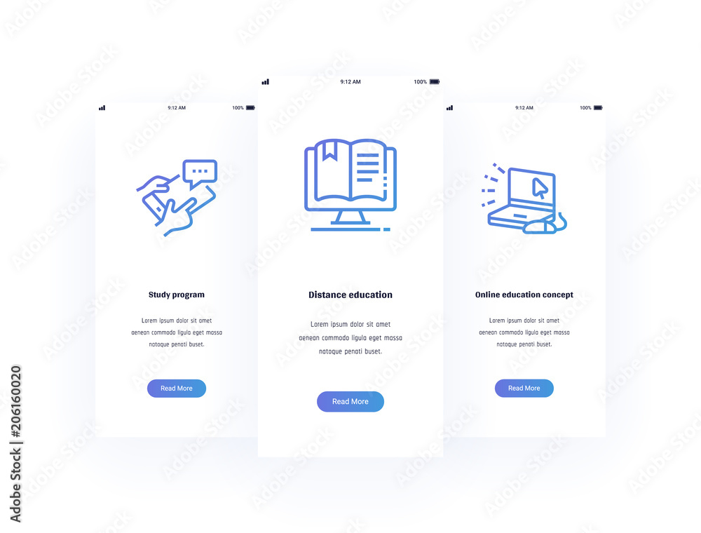 Study program, Distance education, Online education concept Vertical ...