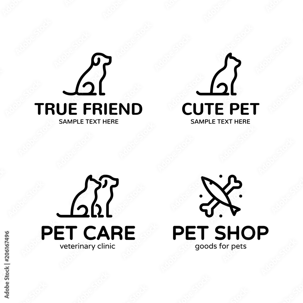 Vector Pet Logo Template Set Stock Vector | Adobe Stock