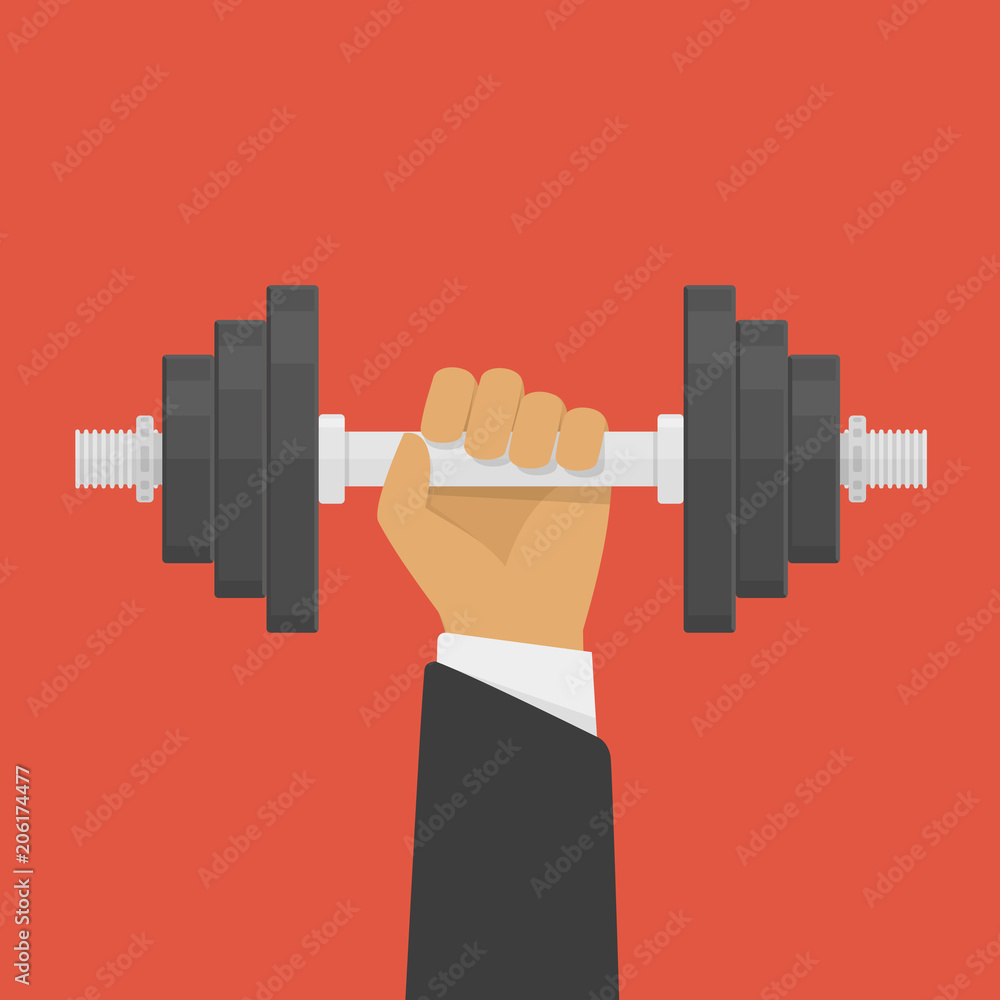 Hand holding dumbbell. Stock Vector | Adobe Stock