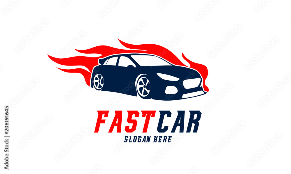 Vetor de Fast Racing Car logo vector, Racing Car with Flame logo ...