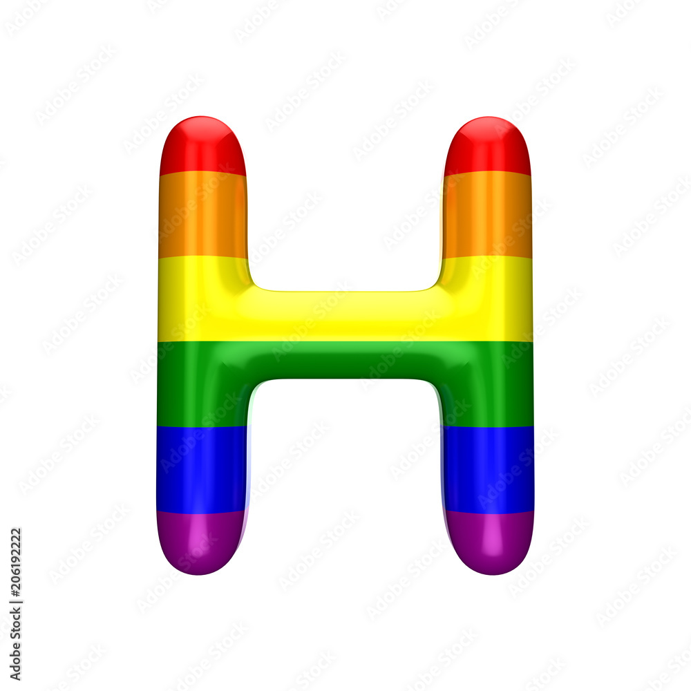 Letter H gay pride rainbow flag alphabet. LGBT font. 3D Rendering Stock ...