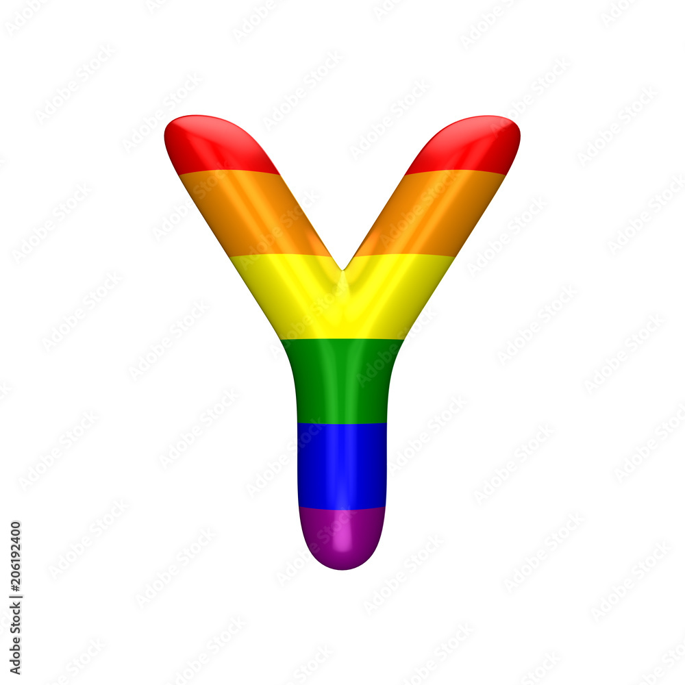 Letter Y gay pride rainbow flag alphabet. LGBT font. 3D Rendering Stock ...