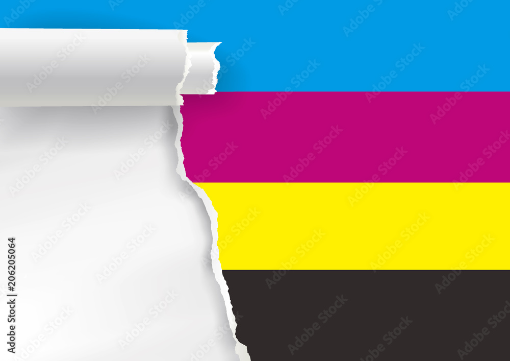 Ripped paper background with print colors, banner template ...