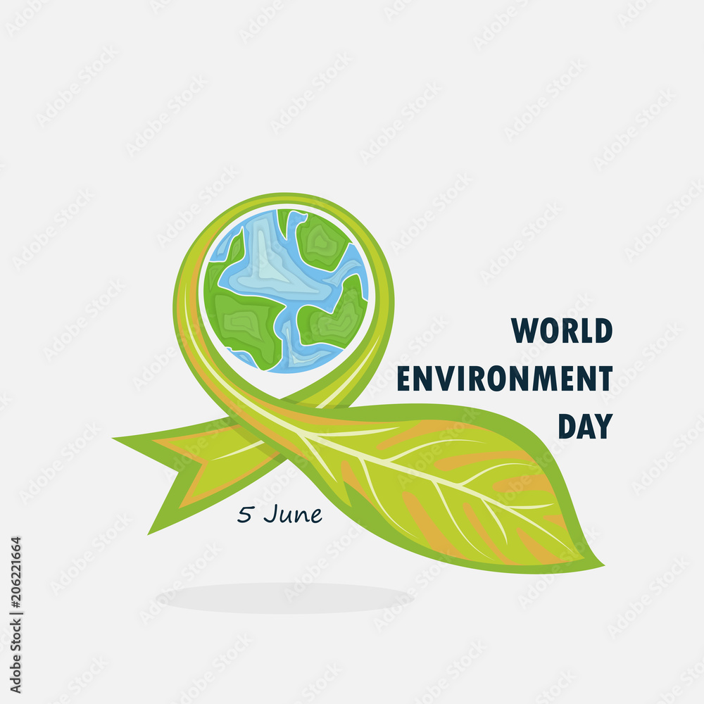 Globe and Leaf sign. World Environment day concept vector logo design ...