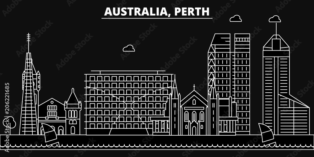 Perth silhouette skyline. Australia - Perth vector city, australian ...
