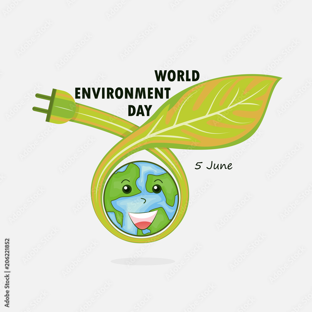 Globe and Leaf sign. World Environment day concept vector logo design ...