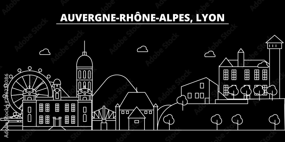 Lyon silhouette skyline. France - Lyon vector city, french linear ...