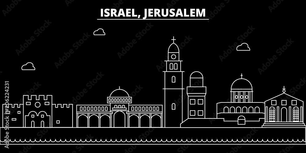 Jerusalim silhouette skyline. Israel - Jerusalim vector city, israeli ...