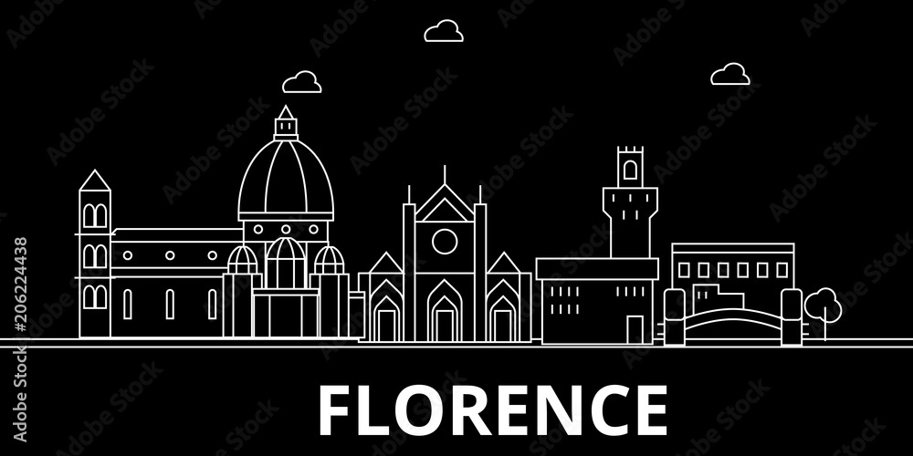 Florence silhouette skyline. Italy - Florence vector city, italian ...