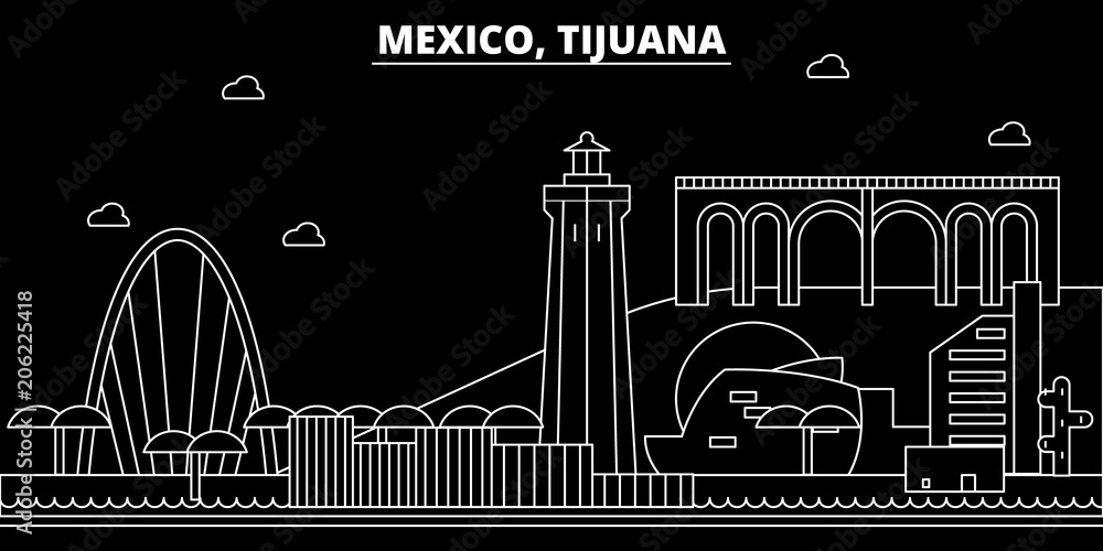 Tijuana silhouette skyline. Mexico - Tijuana vector city, mexican ...