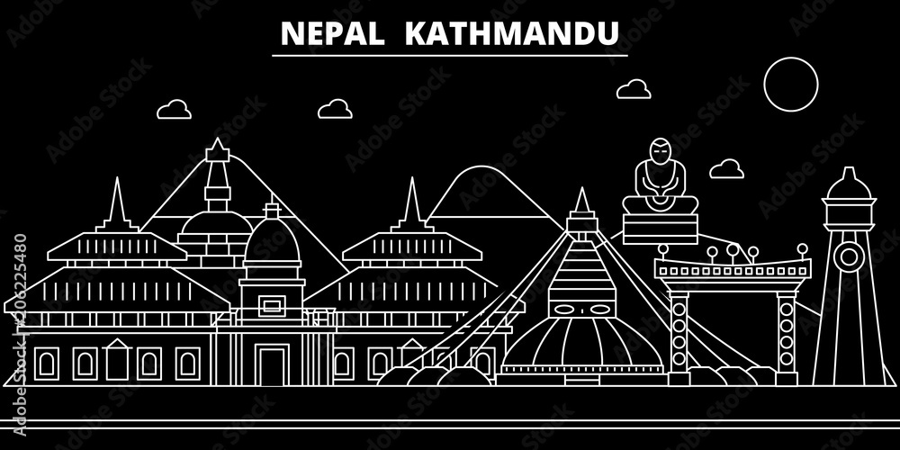 Kathmandu silhouette skyline. Nepal - Kathmandu vector city, nepalese ... Kathmandu silhouette skyline. Nepal - Kathmandu vector city, nepalese ...