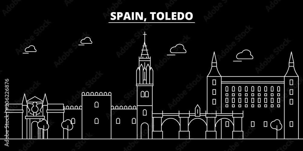 Toledo silhouette skyline. Spain - Toledo vector city, spanish linear ...