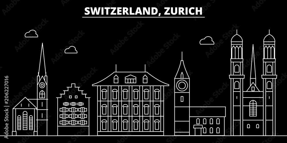Zurich silhouette skyline. Switzerland - Zurich vector city, swiss ...