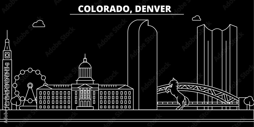 Denver silhouette skyline. USA - Denver vector city, american linear ...