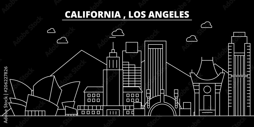 Los Angeles silhouette skyline. USA - Los Angeles vector city, american ...