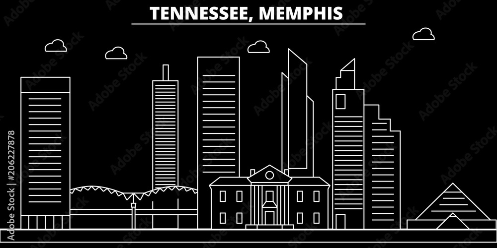 Memphis silhouette skyline. USA - Memphis vector city, american linear ...