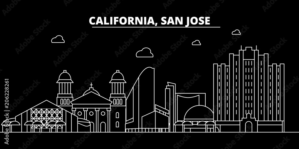 San Jose silhouette skyline. USA - San Jose vector city, american ...