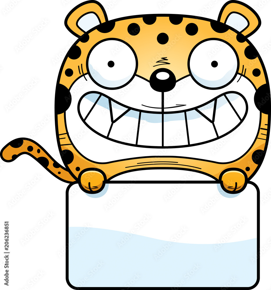 Cartoon Leopard Sign Stock Vector | Adobe Stock