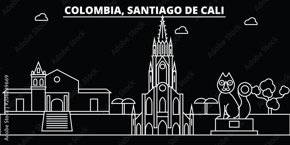 Vetor de Santiago de Cali silhouette skyline. Colombia - Santiago de ...