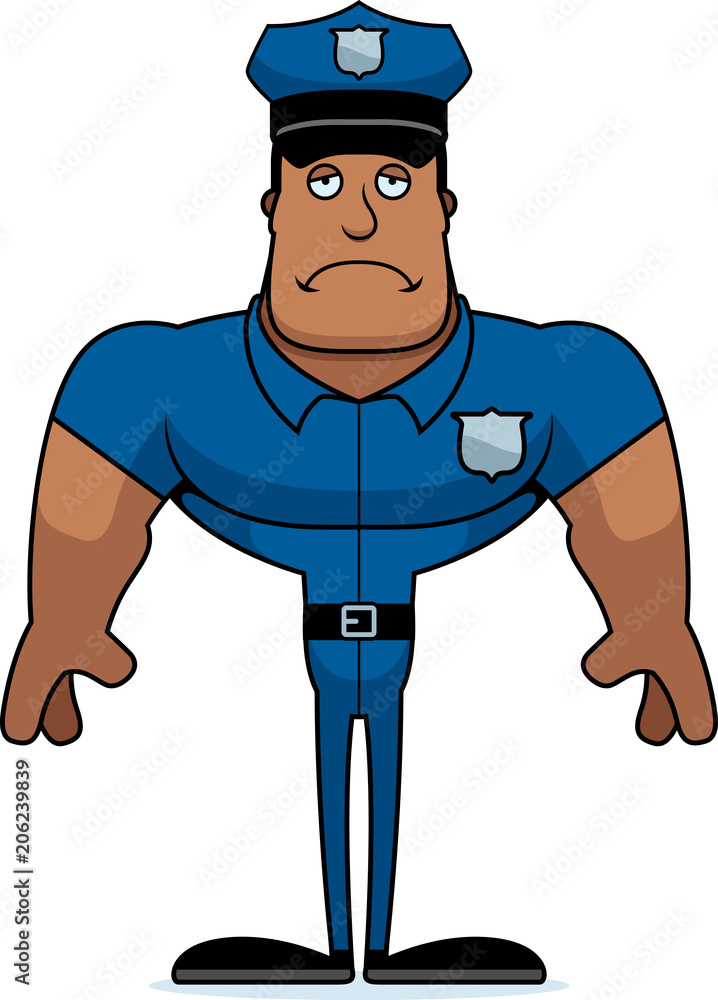 Cartoon Sad Police Officer Stock Vector | Adobe Stock