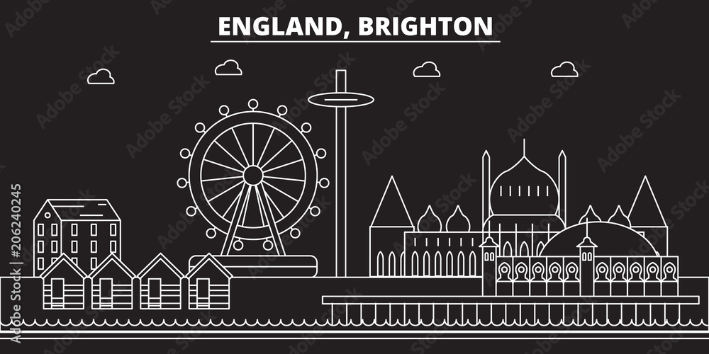 Brighton silhouette skyline. Great Britain - Brighton vector city ...